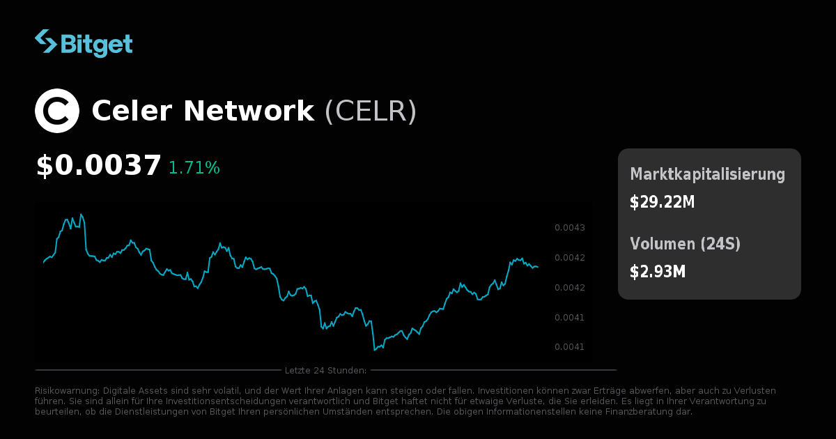 Celer Network Kurs,(CELR) Kurs Charts und Nachrichten | Bitget