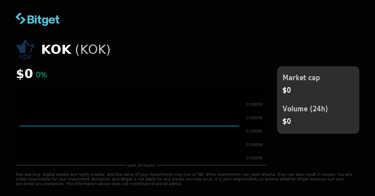 KOK Price Today, KOK USD Live Charts, Market Cap & News | Bitget