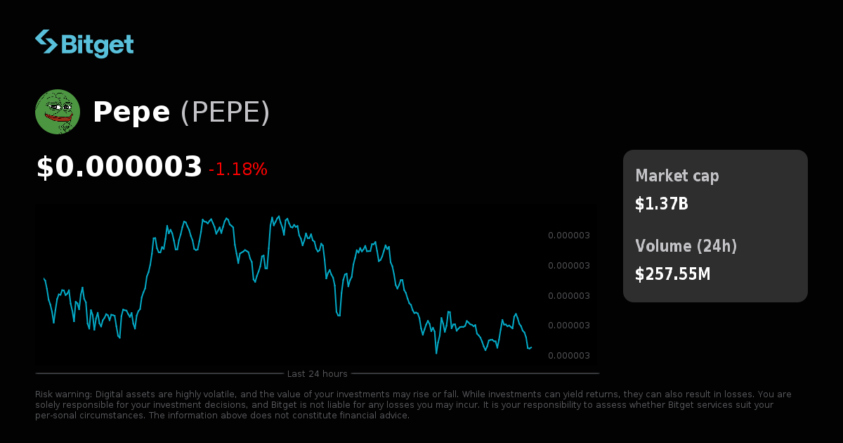 Pepe Price Today, PEPE USD Live Charts, Market Cap & News | Bitget