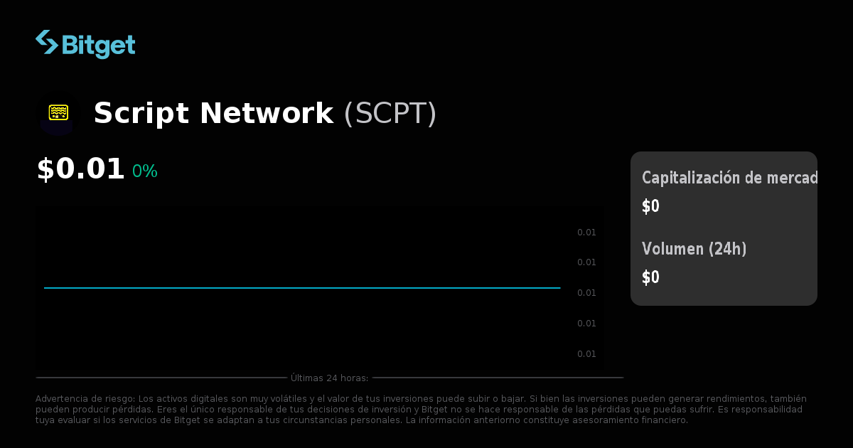Script Network (SCPT) Precio, gráficos y noticias | Bitget