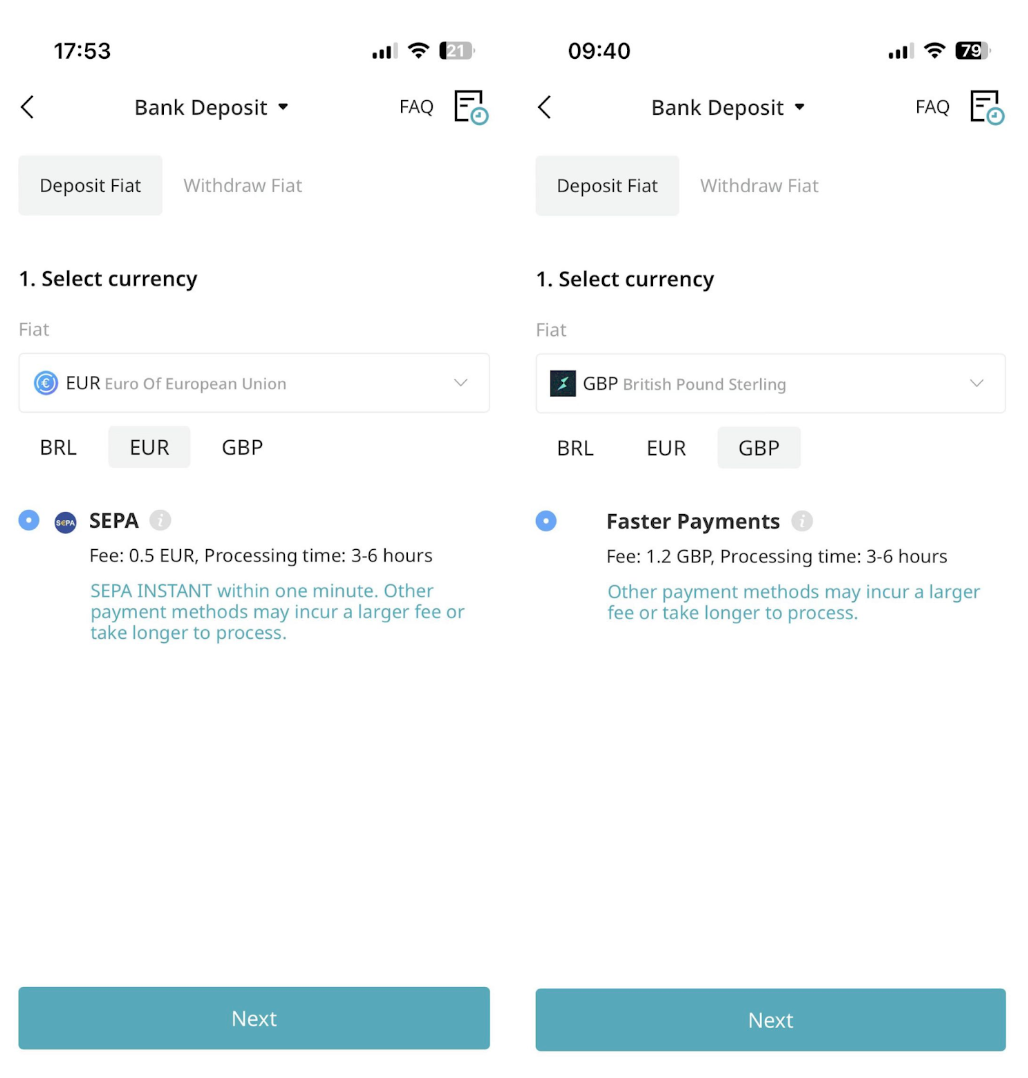 How To Deposit EUR And GBP On The Bitget App