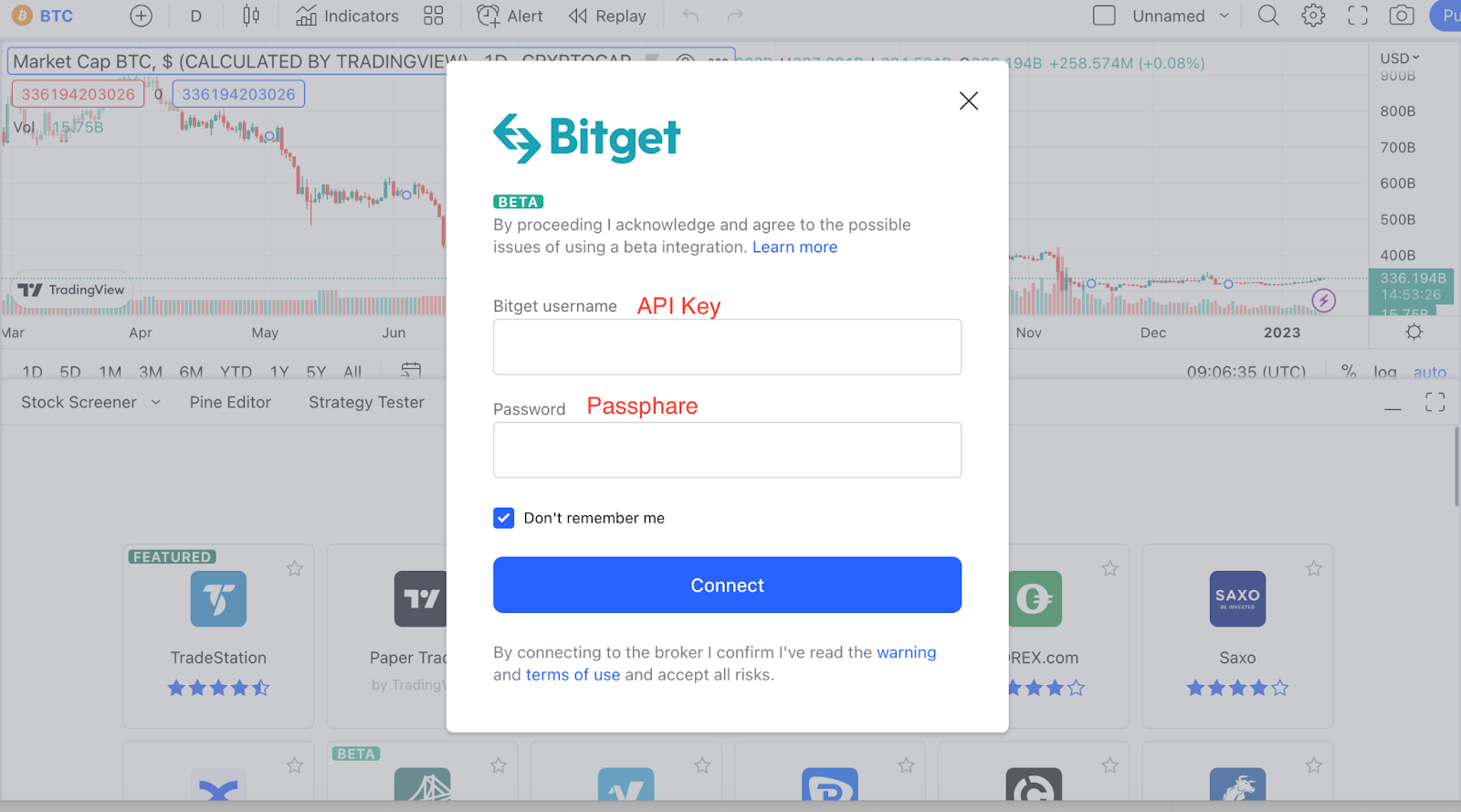 Trader sur Bitget avec TradingView : guide du débutant