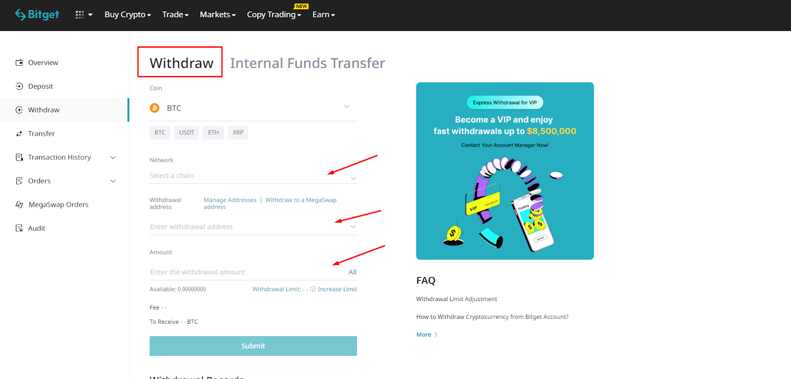 How to Make a Withdrawal From the Bitget Website