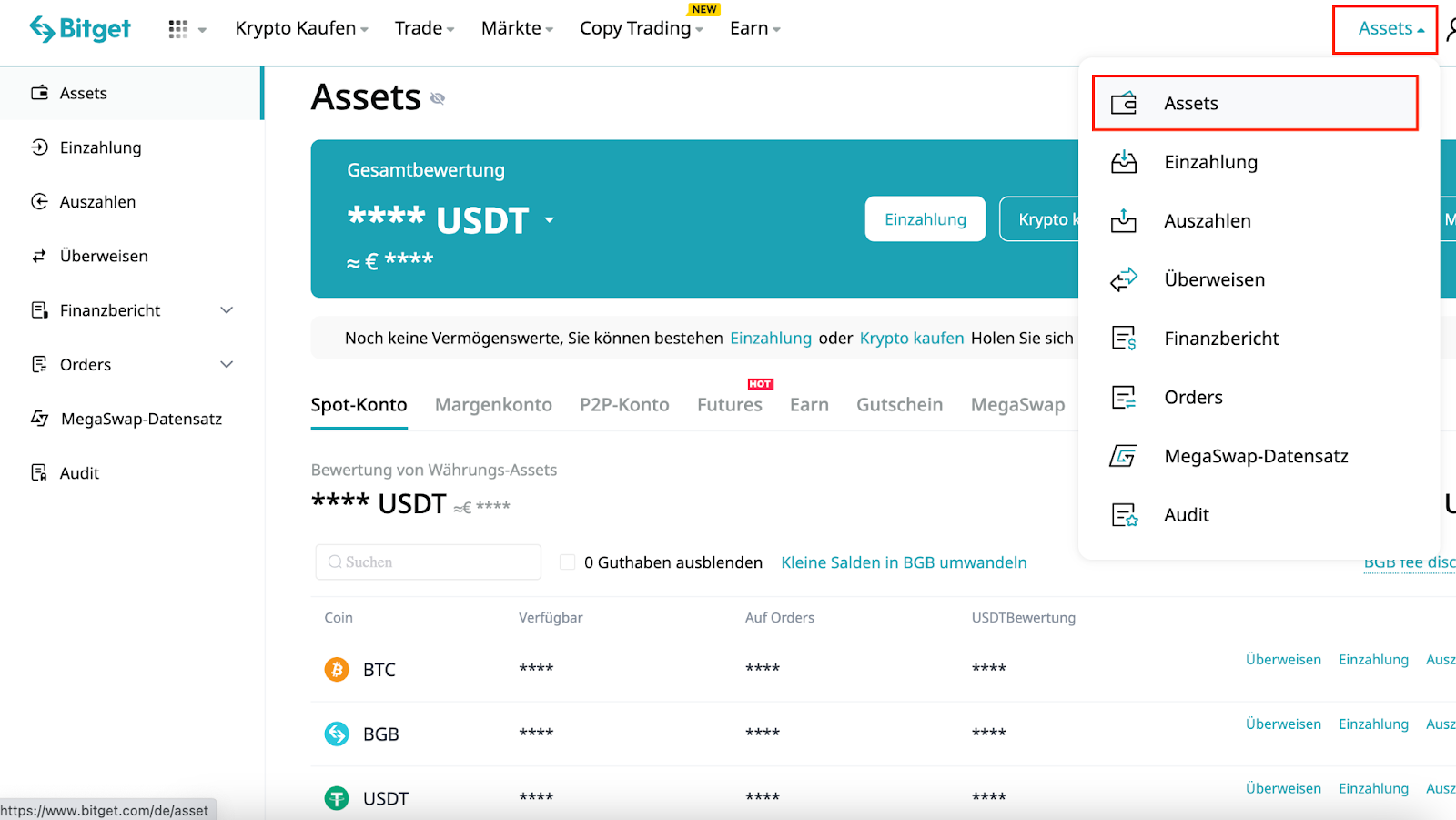 Krypto mit Fiat-Währungen auf Bitget kaufen